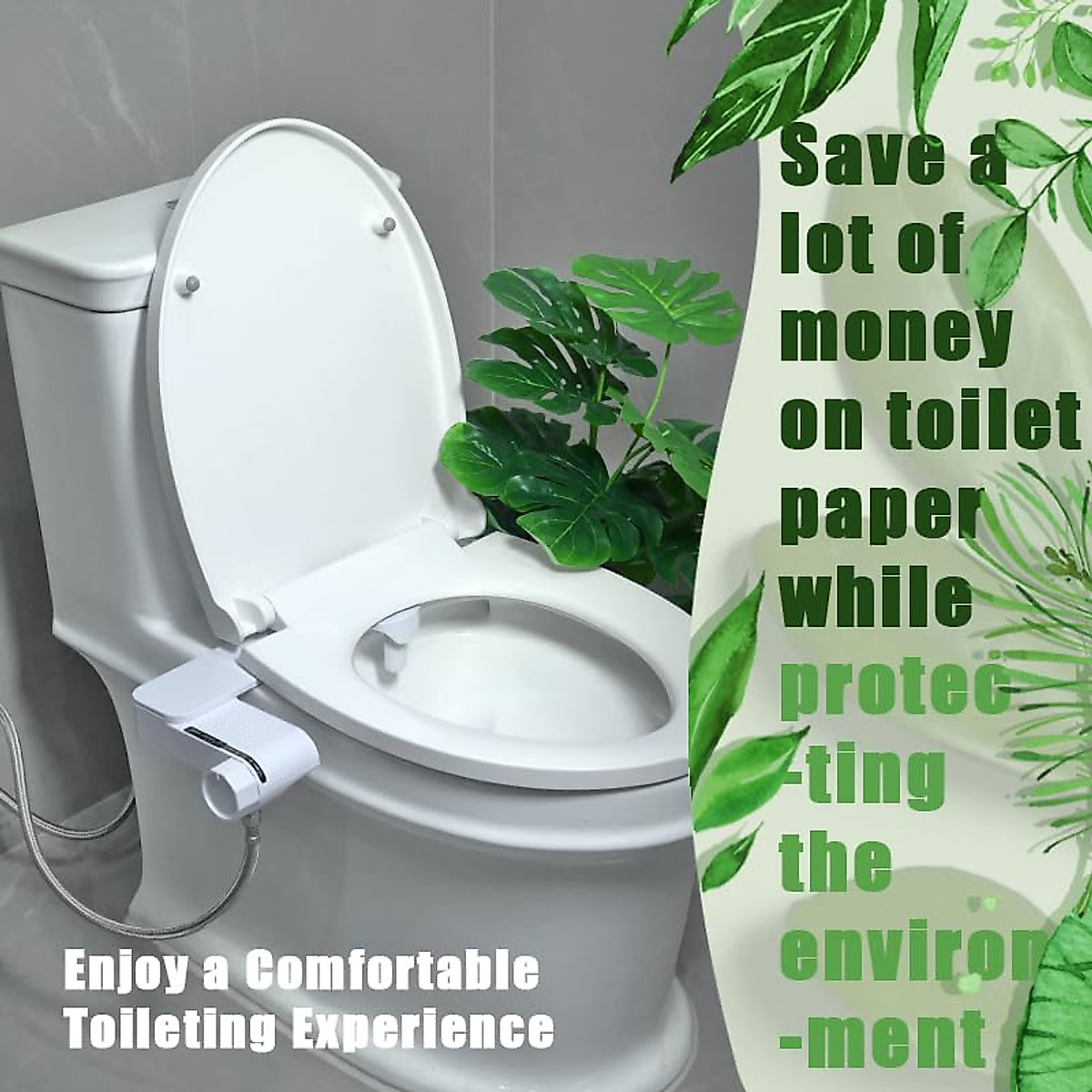 Bidet, Bidet Attachment for Toilet, Non-Electric Fresh Water Bidet with Self-Cleaning Nozzle