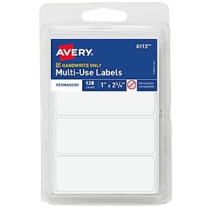 Avery 6113 All-Purpose Labels, 1 x 2.75 Inches, White, Pack of 128