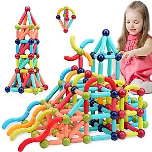 COUOMOXA Magnetic Building Blocks for Kids: STEM Educational Learning Toys - Montessori Fun Indoor Preschool Activity for Toddlers and 3+ Year Olds