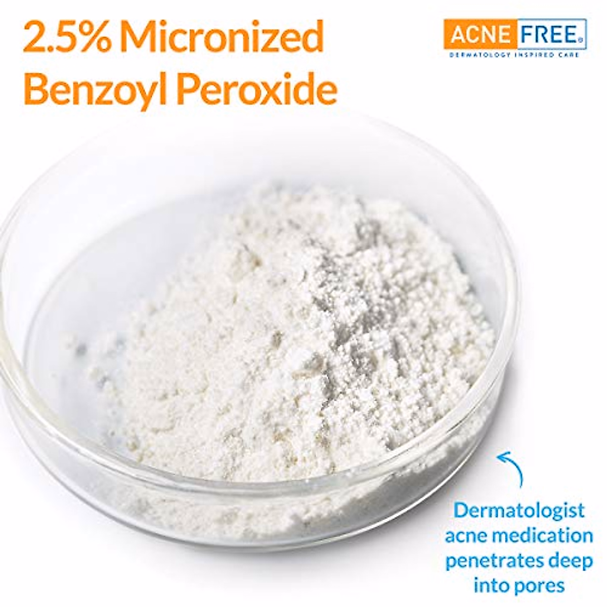 AcneFree Acne Free Oil-Free Cleanser, Benzoyl Peroxide 2.5% with Glycolic Acid to Prevent and Treat Breakouts Unscented, 8 Fl Oz