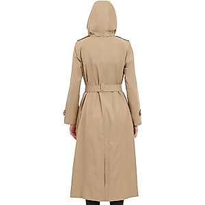 London Fog Women's Single Breasted Long Trench Coat with Epaulettes and Belt, BR Khaki, Extra Large