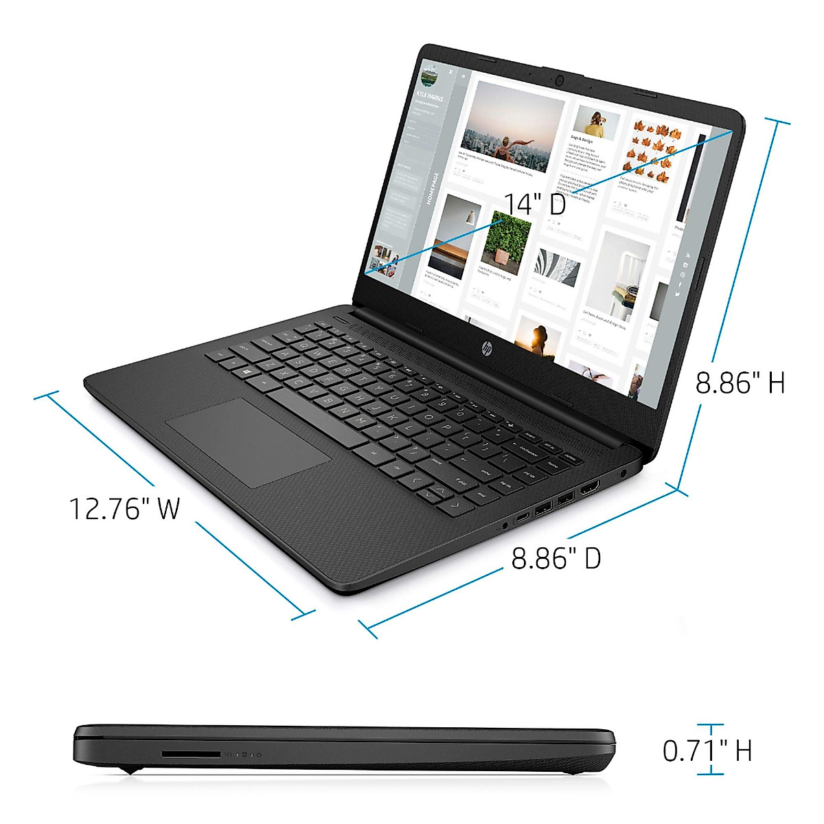 HP Pavilion 14" HD Laptop Computer, AMD Athlon Silver 3050U up to 3.2 GHz (Beats i3-7100U), 16GB DDR4, 512GB SSD, Webcam, USB-C, HDMI, Bluetooth, Black, Windows 10 S, TiTac Accessory