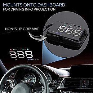 Pyle 3.5’’ Car HUD - Head-Up Display Multi-Color Windshield Screen Projector Vehicle Speed & GPS Navigation Compass, Plug & Play - (PHUD12)