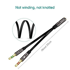 KINGTOP Headset Splitter Cable 3.5mm Female to 2 Male for PC Computer and Old Version Laptop