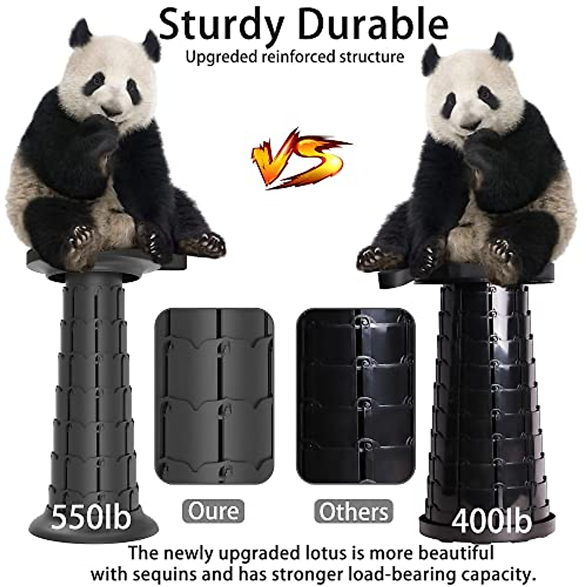 ALEVMOOM Collapsible Stool with Cushion,Camping Stool More Sturdy and Lightweight Telescoping Stool Portable Stool Telescopic Stool for Hiking BBQ with Carry Bag&Carabiner Max Load 550lb