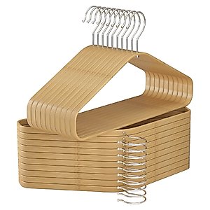 APRTAT Bamboo Hangers 20 Pack - Durable & Slim Coat Hanger - Suit Hangers with 360-Degree Rotatable Hook, Suit Hangers for Clothes, Jacket, Shirt, Tank Top, Pant (Natural-1, 20)