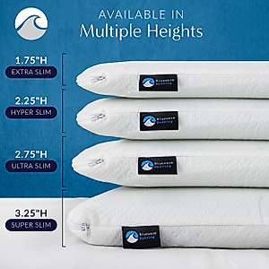 Bluewave Bedding Ultra Slim Gel Memory Foam Pillow for Stomach and Back Sleepers - Thin, Flat Design for Cervical Neck Alignment and Deeper Sleep (2.75-Inches Height, Full Pillow Shape, Standard Size)