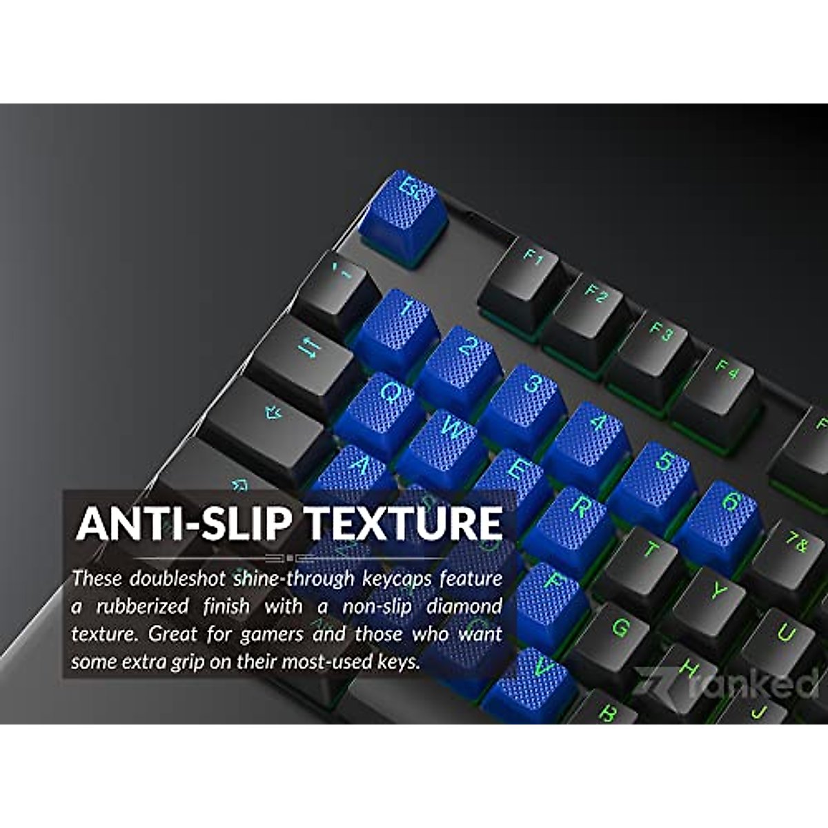 Ranked Rubber Keycap Set | Double Shot Translucent | OEM Profile for Mechanical Gaming Keyboard (Dark Blue, 23 Keys)
