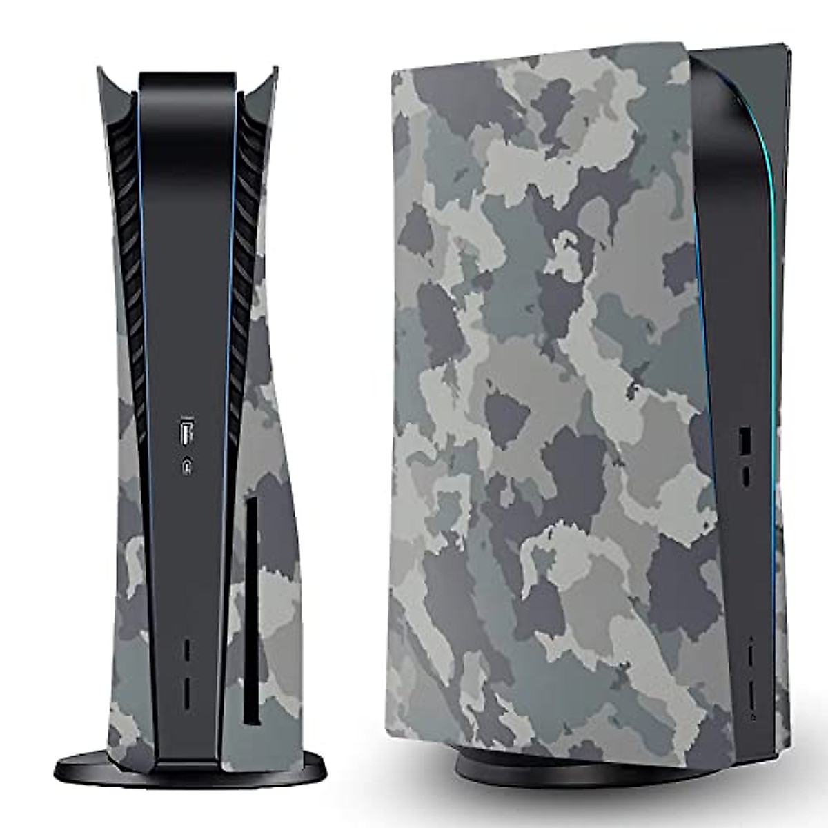 Camouflage Face Plates Cover Shell Panels for PS5 Disc Edition Console, Playstation 5 Accessories Faceplate Protective Shell Replacement Plate (Gray Camouflage)