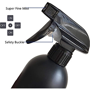 PEPAXON Plastic Spray Bottle for Hair Plant Mister Spray Bottle Cleaning Spray Bottle 500ml Black Pack of 2 17OZ (2)