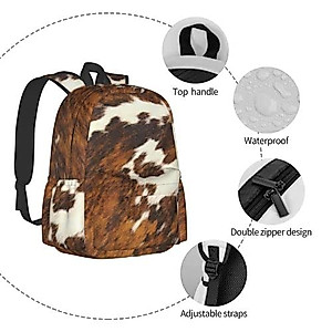 Red and white cowhide Print Bookbag, Backpacks For Women Men Laptop Backpack, Bookbags For Teen Girls Boys