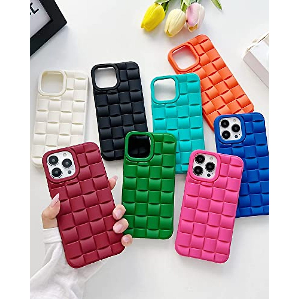 Ginkgonut Compatible with iPhone 14 Pro Case for Women/Girls, Cute 3D Laid Desgin Soft Silicone Shockproof Raised Bumper Corners Case for iPhone 14 Pro（Orange）