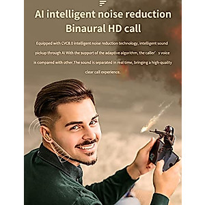 KEMBO A01 Powerful Bluetooth Earbuds AI Intelligent Noise Cancelling Earbuds Waterproof Headphone Sweat Resistance True Wireless Earbuds for iPhone Android Gaming Earbuds with Microphone Sport