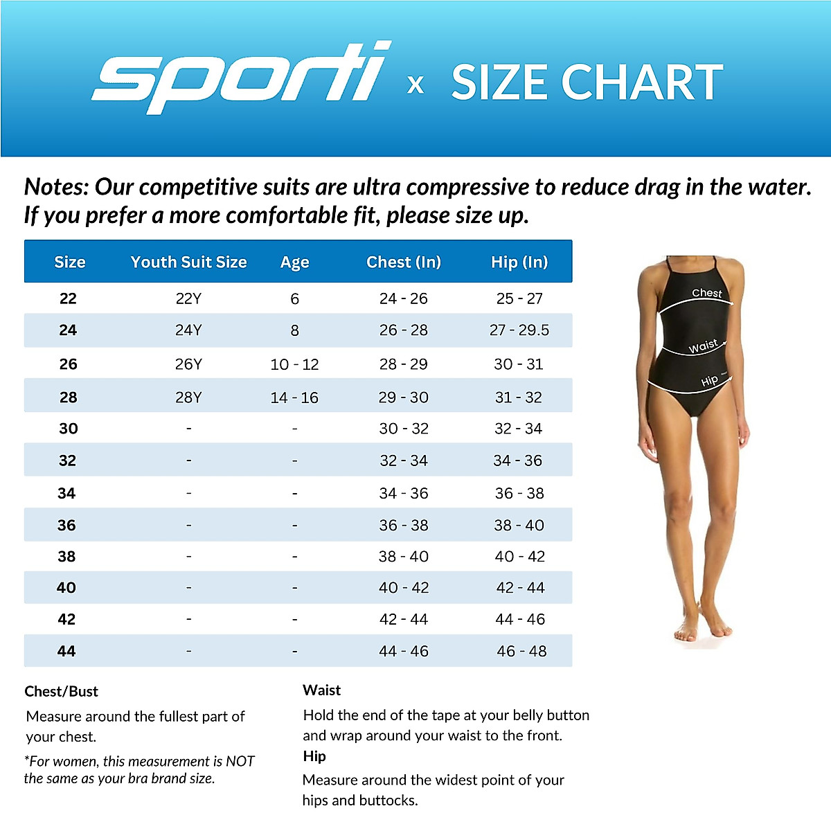 Sporti Solid Piped Thin Strap One Piece Swimsuit (34, Black/Royal)