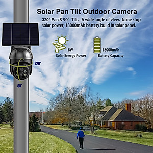 4G LTE Cellular Security Camera Wireless Outdoor, Pan Tilt 360° View No Wifi Solar Camera Outdoor, 1080P Color Night Vision Battery Security Camera with 2 Way Talk, PIR Motion Detection, US Version
