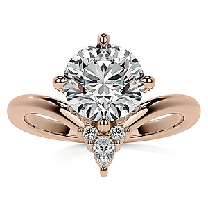 10K Solid Rose Gold Handmade Engagement Ring 2.50 CT Round Cut Moissanite Diamond Solitaire Wedding/Bridal Ring Set for Women/Her, Fancy Ring Gifts for Her