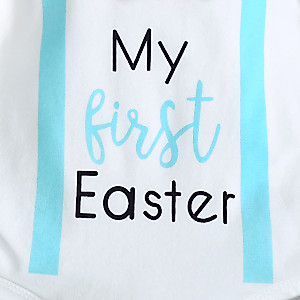 Detigee Baby Boys My First Easter Outfit Toddler 1st Easter Day Bodysuit (Blue,6-12 Months)