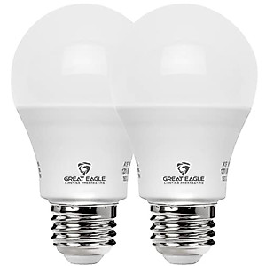Great Eagle Lighting Corporation LED A19 Light Bulb 100W Equivalent 1500 Lumens 4000K Cool White Non-Dimmable 15-Watt UL Listed (2 Pack)
