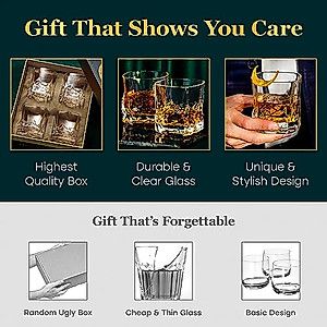 EdelweissPeak Bourbon Glasses Set of 4 in a Gift-Ready Box - Heavy Whiskey Glasses set of 4 with Mountains on Sides - Scotch Glasses Set 4 - mt Everest Expedition Whiskey Gifts for Men Series