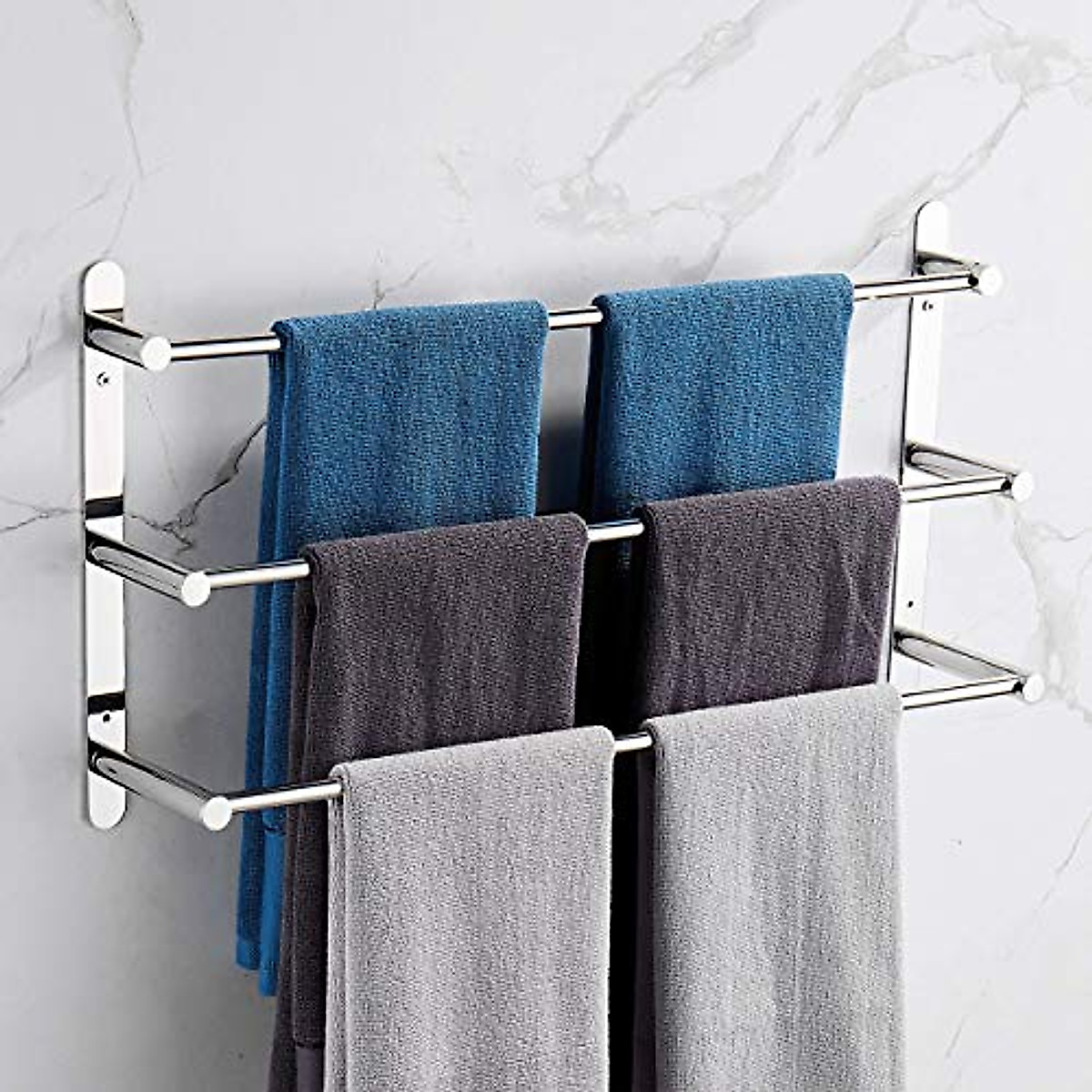 Parzune Three Stagger Layers 23.62 inch Towel Bars Bathroom Accessories Bright Polished 60CM Towel Rack