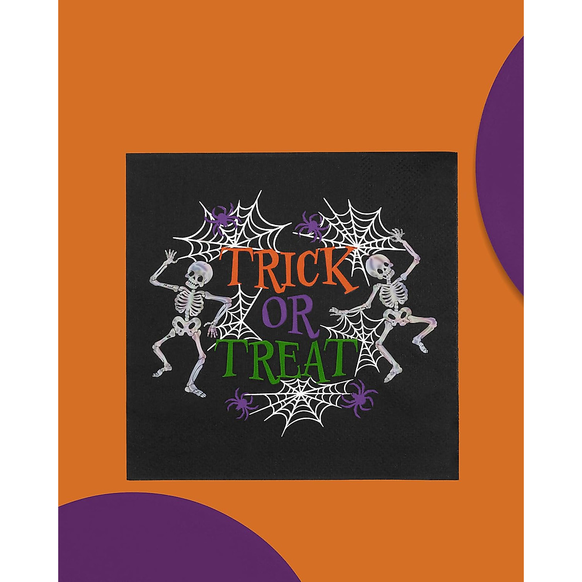 xo, Fetti Halloween Trick or Treat Napkins - 3-ply, 25 pcs | Happy Halloween Party Decorations, Spiderweb Supplies, Spooky Tableware