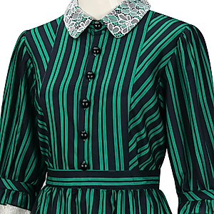 FOGHORN Women Haunted Mansion Costume Cast Member Maid Apron Dress with Headwear Halloween Ghost Cosplay Outfit (XL)