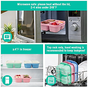 Mosville Snack Containers, Reusable 4 Divided Compartments Bento Snack Box Meal Prep Containers with Snacks, Fruits, Nuts, Cookies, Candies [3 Pack]