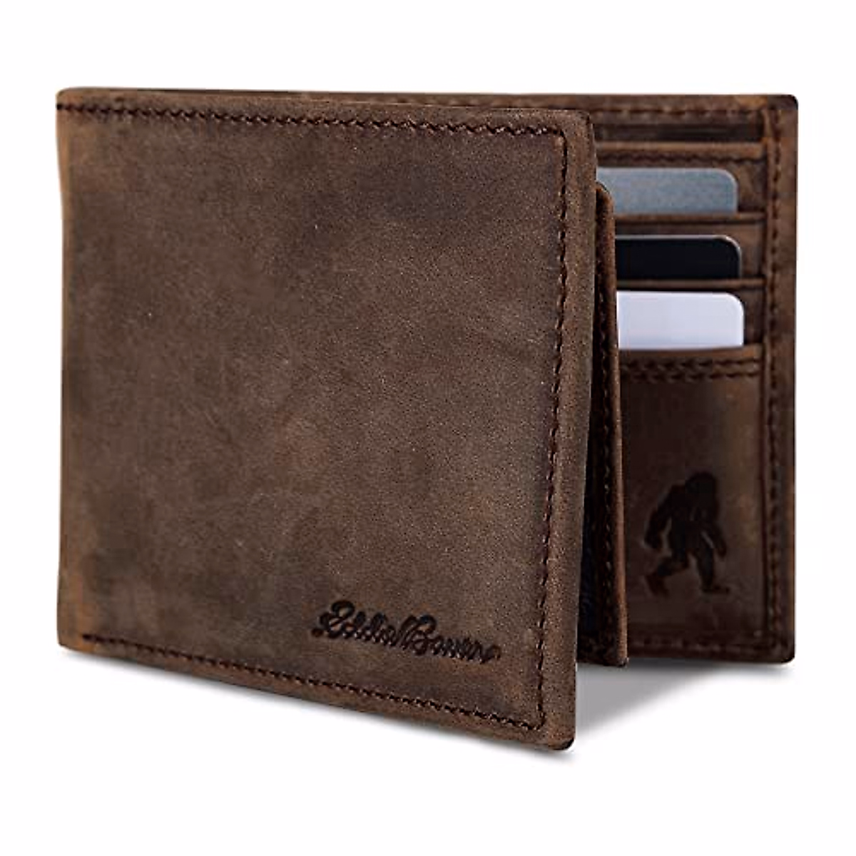 Eddie Bauer Men Signature Bifold Passcase Wallet, Embossed Leather-Tan, One Size