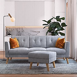 CosmoLiving by Cosmopolitan Gloria Upholstered Sofa, Light Gray