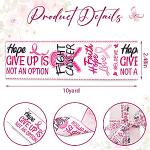Estivaux Breast Cancer Awareness Ribbons for Crafting, Breast Cancer Awareness Wired Edge Ribbon Pink Burlap Ribbons Faith Hope Craft Ribbon for Gift Wrapping Charity Public Social Welfare Supplies