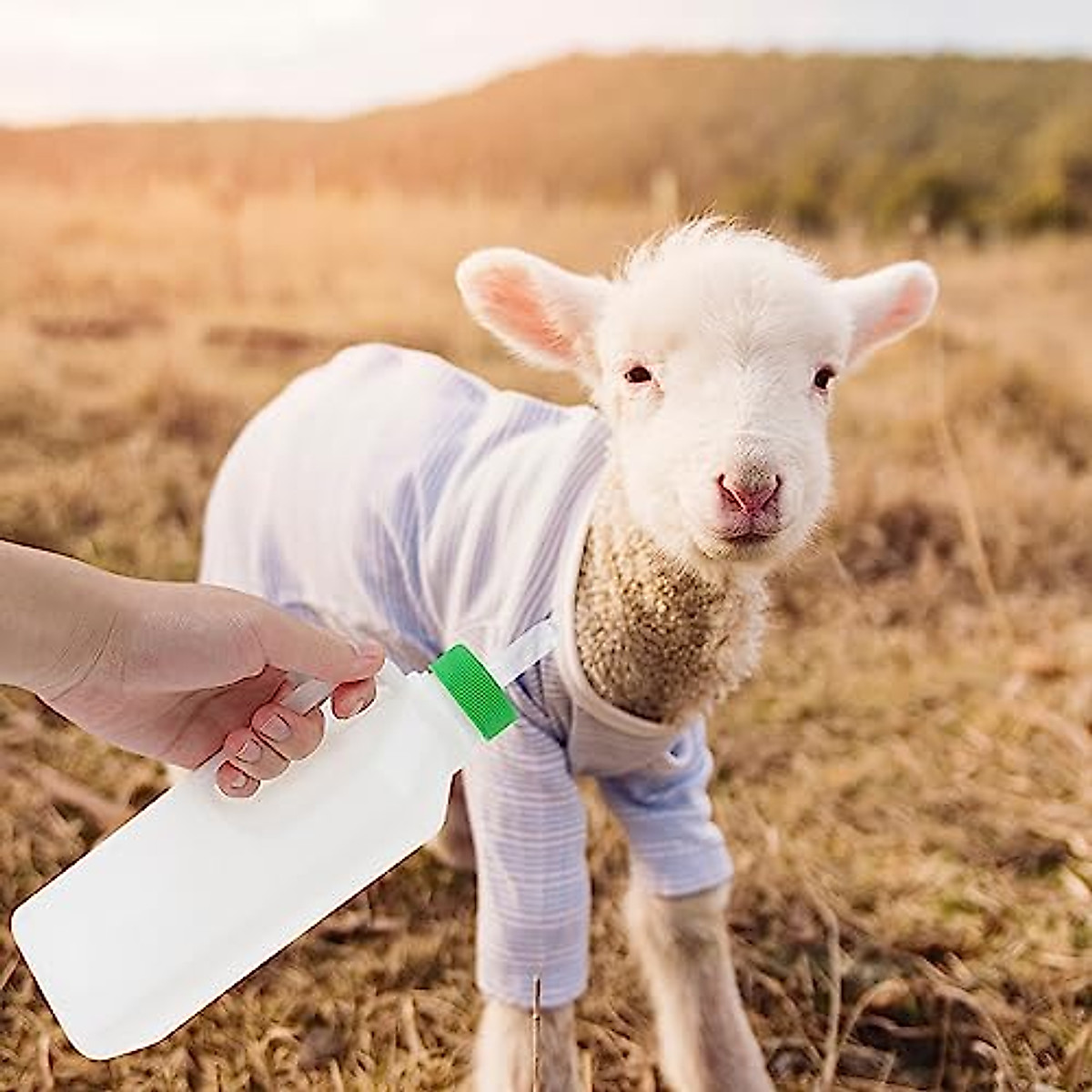 Luxshiny Lamb Milk Bottle Feeding Calf Goat Milk Feeder Goat Plastic Feeding Bucket Livestock Pet Nurse Feeding Supplies for Lamb Goat Dog Pig Calf 850ml 2PCS