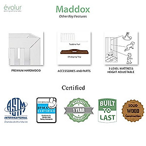 Dream On Me Evolur Maddox Modern Crib, Weathered White