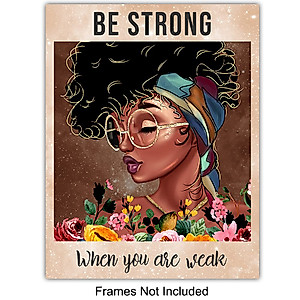 African American Women Wall Art - Be Strong Be Brave Be Badass Poster - Positive Inspirational Quotes - Black Art - Motivational Wall Decor - Encouragement Gifts - African American Woman - Black Women