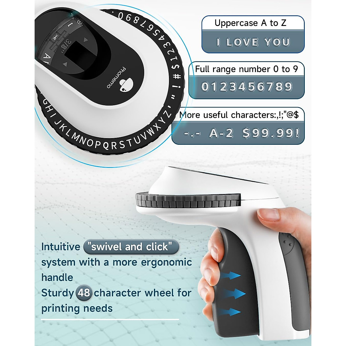 Phomemo Embossing Label Maker, E975 Vintage Retro Embossed Labeler, 3D Old School Label Makers, Handheld Manual Label Maker Machine Printer, Old Fashion Label Maker for Home, DIY & Crafting, Black