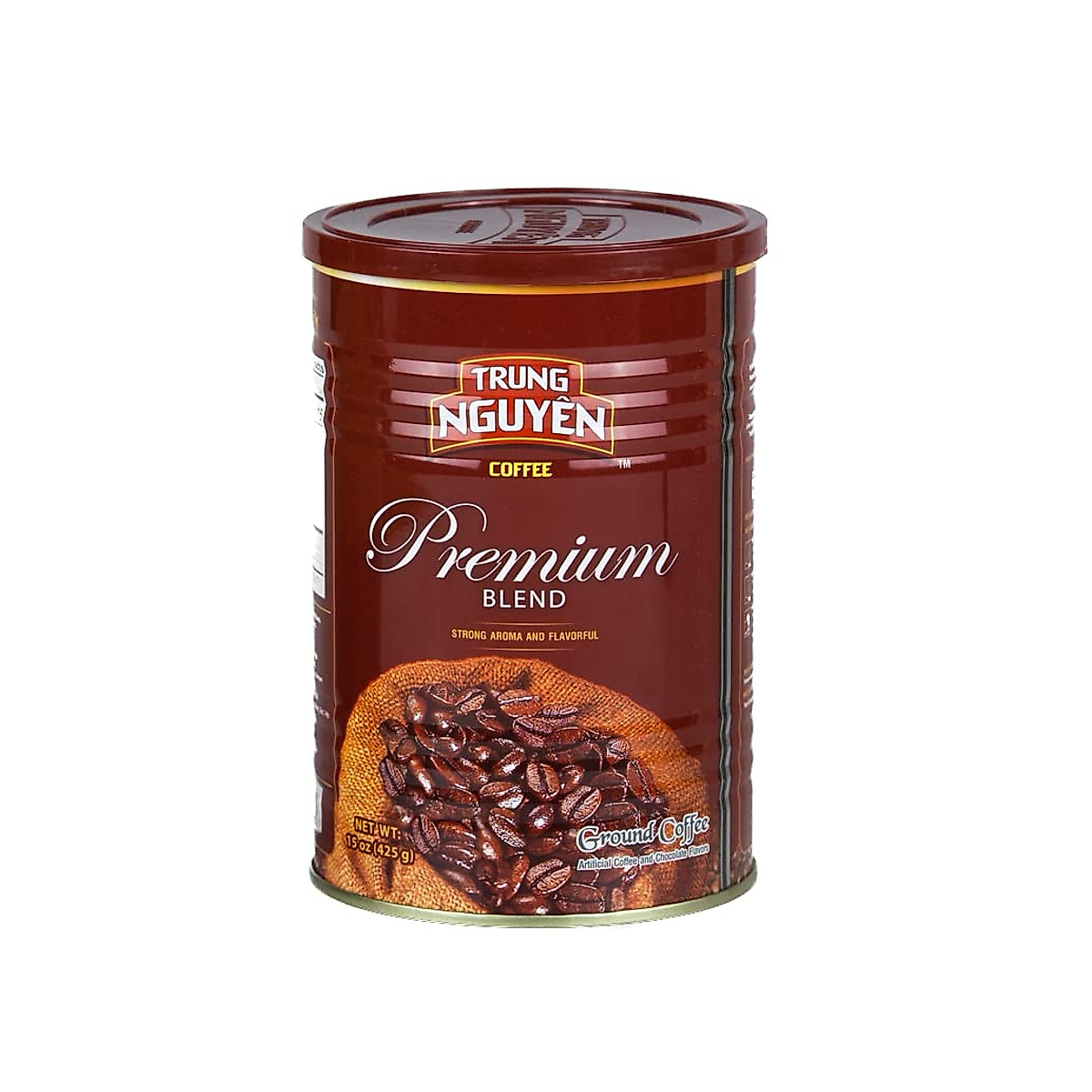 Trung Nguyen — Premium Blend — Roasted Ground Coffee Blend — Strong and Bold — Arabica & Robusta — Chocolate Flavor — Vietnamese Coffee 1 Can (15 oz)