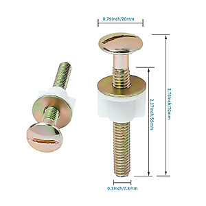 2 Pieces Toilet Seat Bolts, Universal Toilet Seat Screws Replacement, Heavy Duty Toilet Seat Hardware with Nuts and Washers, Steel Toilet Lid Screws for Top Mount Toilet Seat Hinges