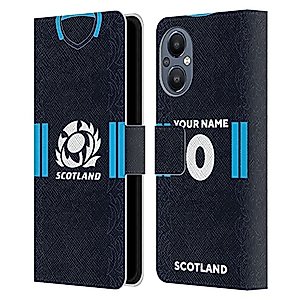 Head Case Designs Officially Licensed Custom Customized Personalized Scotland Rugby Home 2022/23 Kit Leather Book Wallet Case Cover Compatible with OnePlus Nord N20 5G