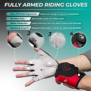 GEARONIC Cycling Bike Bicycle Motorcycle Glove Shockproof Foam Padded Outdoor Workout Sports Half Finger Short Gloves - Red XL