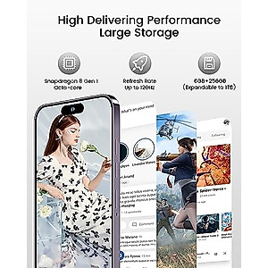 ExAchat A14 Pro Max 5G Smartphone Unlocked,6.82" FHD+ Display 120HzD 6GB+256GB Android13 PhoneUnlocked 64MP Camera 6800mAh Dual SIM Cell Phone with Headset/GPS/Fingerprint/Face ID