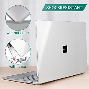 May Chen Case for 13.5" Microsoft Surface Laptop 3/4/5 with Alcantara Palm Rest Model 1867 1958 1959 (2019 2021 2022), Plastic Hard Shell Case with Keyboard Cover + Screen Protector, Crystal Clear