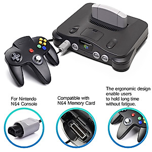 2 Pack N64 Controller, iNNEXT Classic Wired N64 64-bit Game pad Joystick for Ultra 64 Video Game Console N64 System (Black)