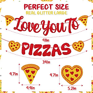 Love You To Pizzas Banner Valentine’s Day Pizzas Party Decoration NO DIY Pizza Theme Birthday Party Wedding Anniversary Baby Shower Bridal Shower Valentine Party Supplies