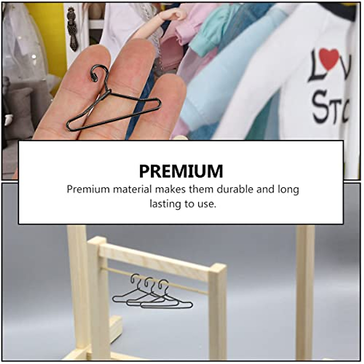 SAFIGLE 25pcs Simple Sturdy Miniature Dress for House Small Coat Clo Hangers Plastic Holders Clothes Black Outfit Holding Rack Clothing Mm Practical Support Hanging Wire Accessories