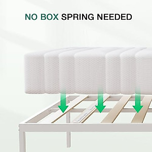 Novilla 18 Inch Twin Bed Frame, White Metal Platform Bed Frame Twin Size, Storage Space Under Bed, No Box Spring Needed, Strong Wood Slats Support, Easy Assembly