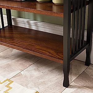 Leick Home 11262 Ironcraft Mantel Height Rustic Bookcase with Drawer Storage, 12" D x 30" W x 50" H, Mission oak/matte black