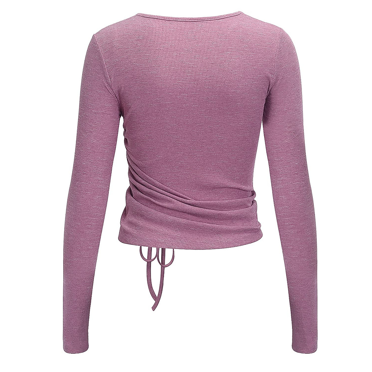 Workout Tops for Women Long Sleeve Fitted Ruched Drawstring(Mauve Heather,S)