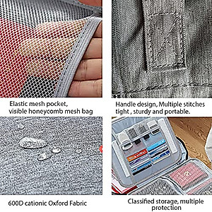 Oxford Document Organizer with Code Lock, Multi-Layer Storage Pouch Credential Bag, Portable Bag Without Vibration for MacBook,Passport,Package File Pocket with 2 Separators (Grey)