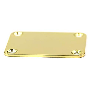 DISENS Thick Metal Guitar Neck Plate with Screws,4 Holes Guitar Neck Joint Board Replacement Neckplate Electric Bass Guitar Accessories (Gold)
