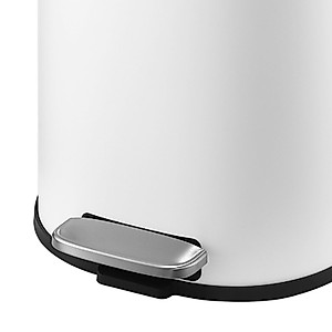 Takywep 8 Gallon Bathroom Step Trash Can, 30-Liter Square Foot Pedal Garbage Can with Soft-Close Lid for Kitchen, Without Inner Bucket, White