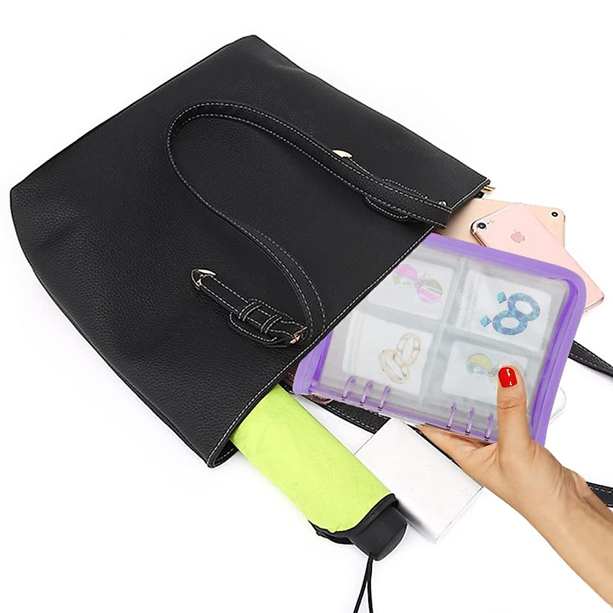 LingLingo Earring Organizer Case Travel Jewelry Organizer Transparent Jewelry Storage Book for Necklace Bracelet Ring Holder with Small Clear Zippered Pouch